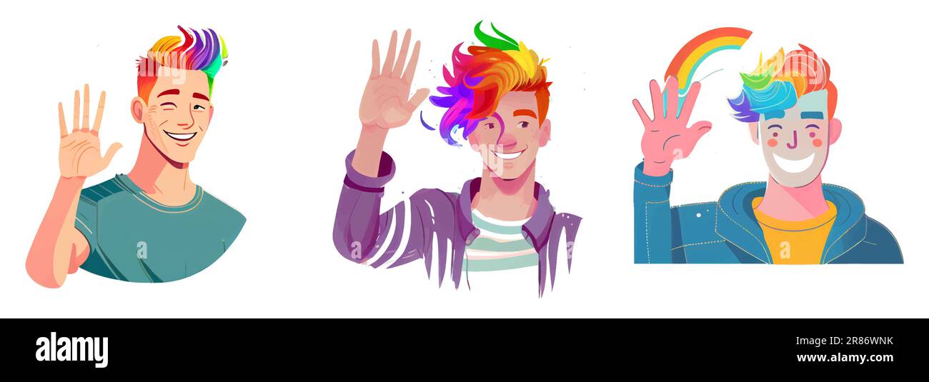 horizontal set vector illustration of homosexual persons isolate on ...