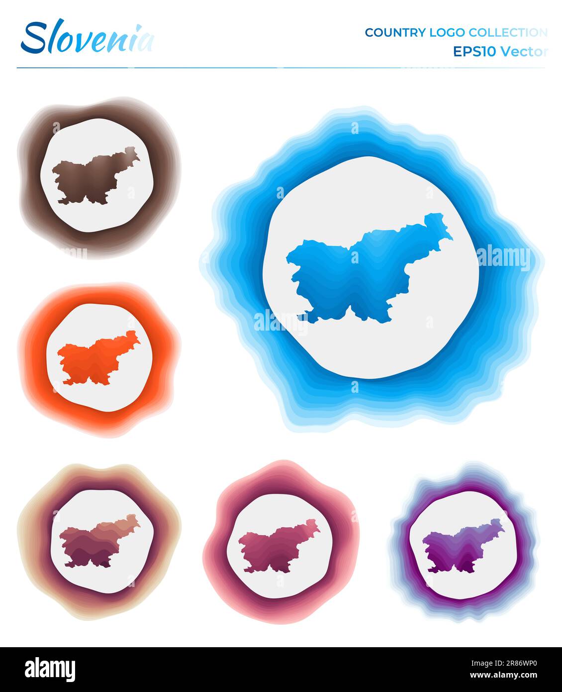 Slovenia logo collection. Colorful badge of the country. Layers around ...