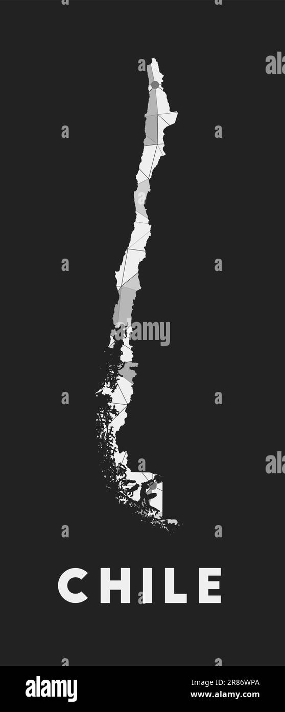 Chile - communication network map of country. Chile trendy geometric ...