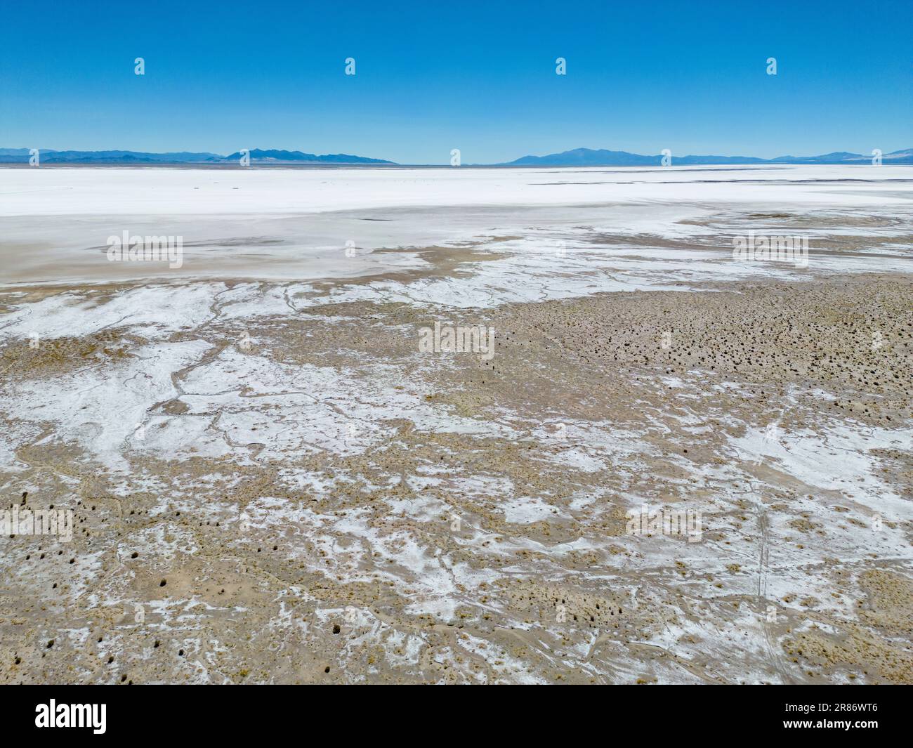 Aerial view of the huge salt flats Salinas Grandes de Jujuy in northern ...