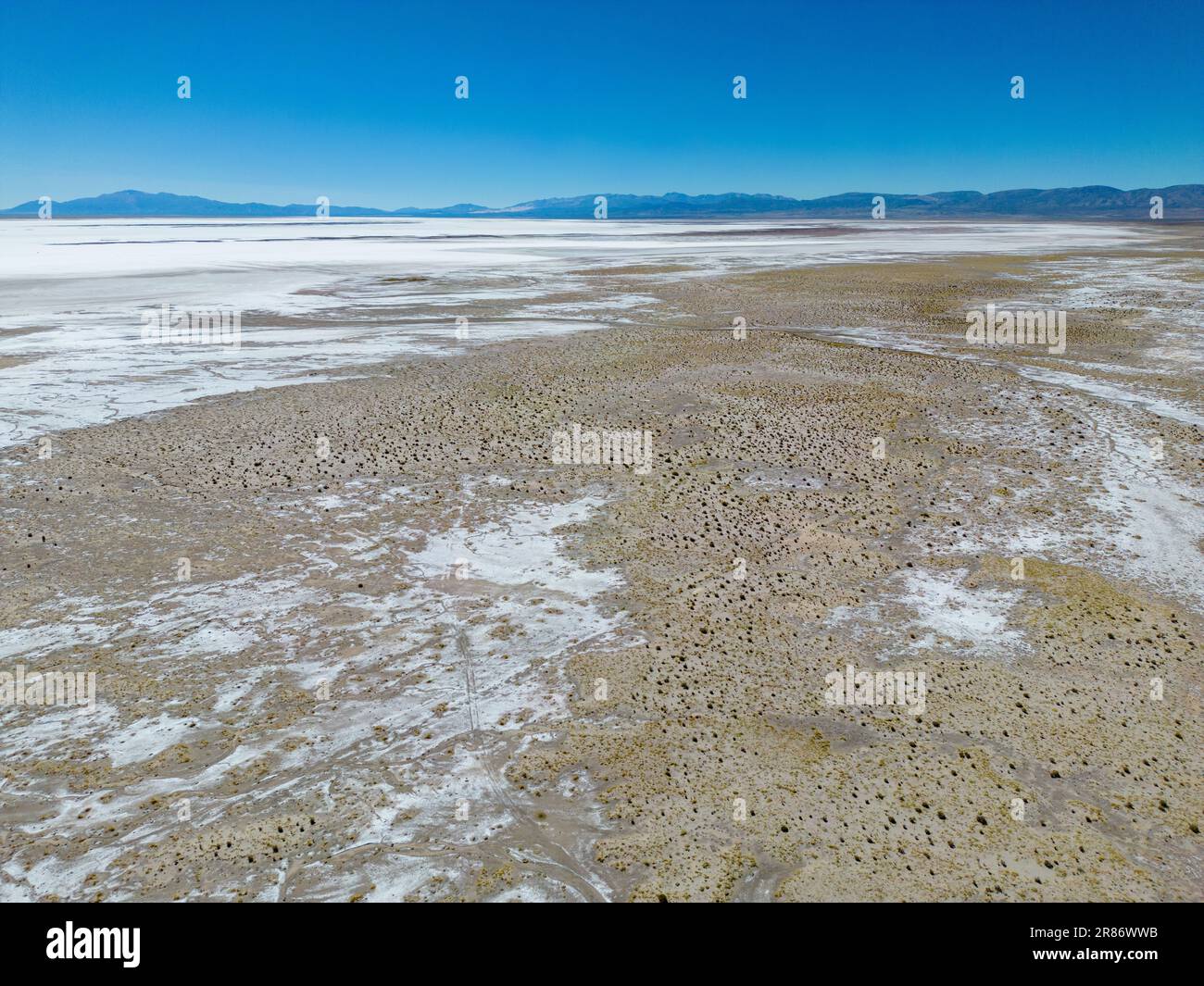 Aerial view of the huge salt flats Salinas Grandes de Jujuy in northern ...
