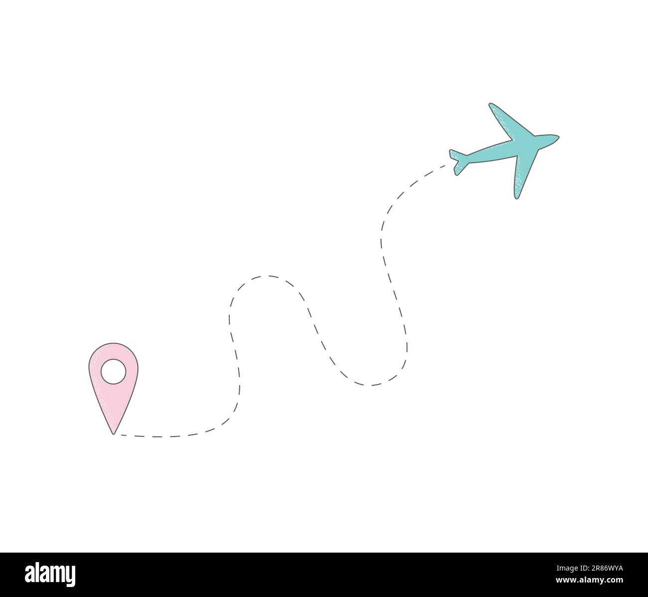 Cute vector airplane dotted flight route, aircraft tracking, dash line ...