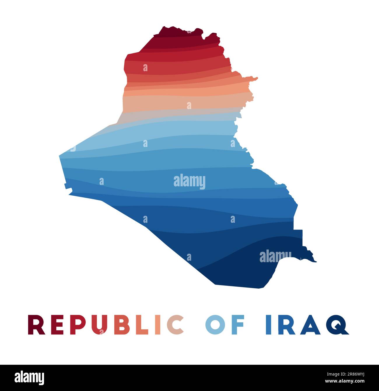 Republic of Iraq map. Map of the country with beautiful geometric waves ...