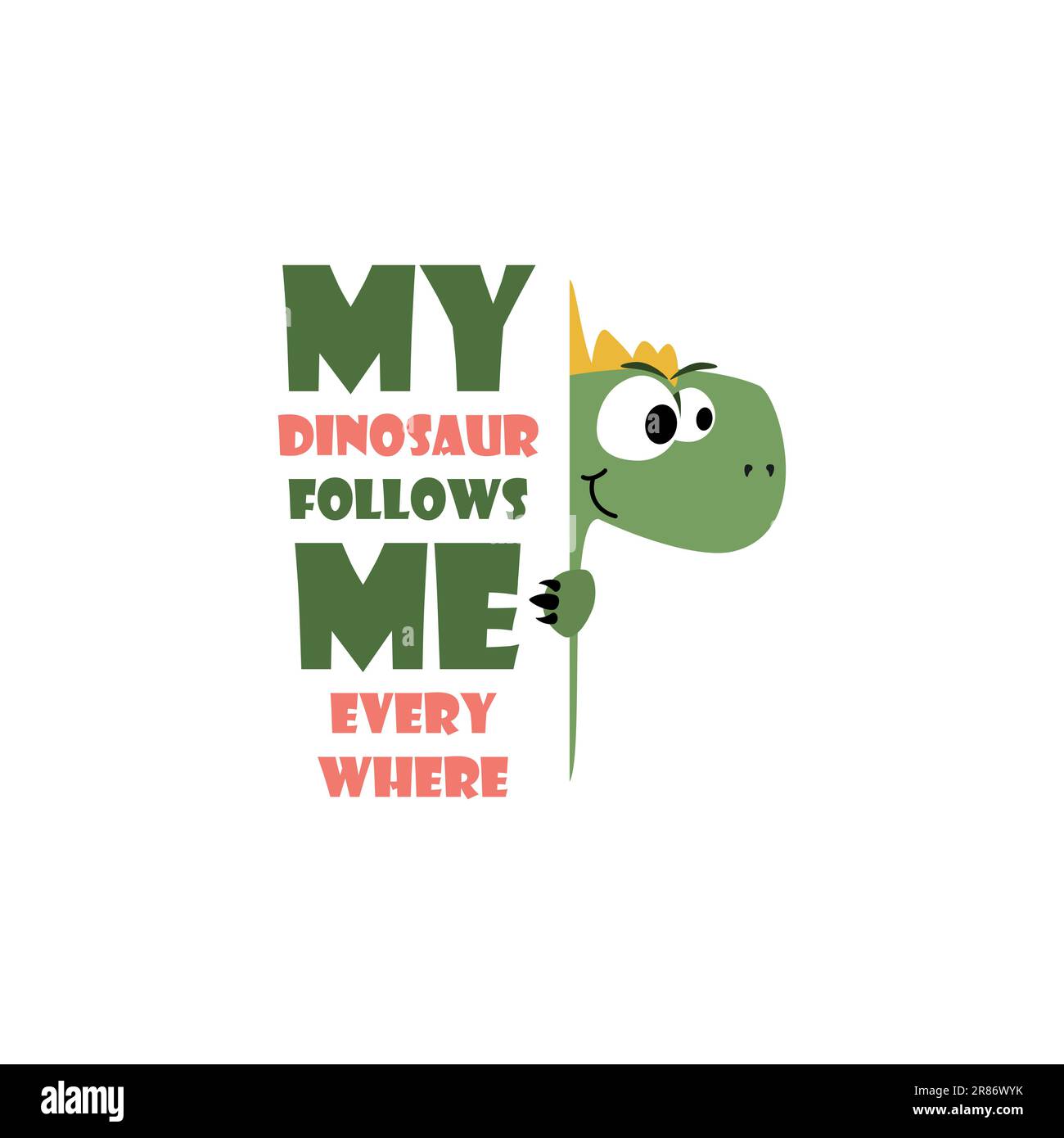 Vector illustration of cute happy dino. Children illustration for ...