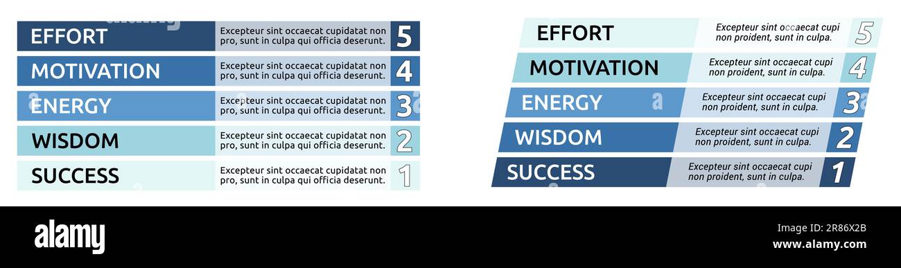 Simple five steps or levels infographics, 5 blue bar with text ...