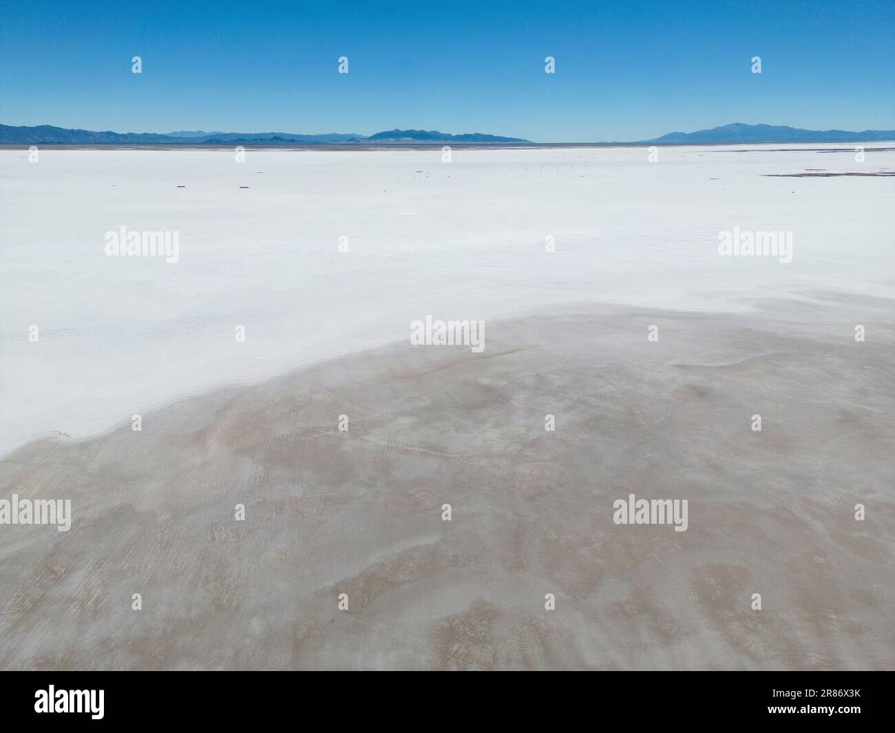Aerial view of the huge salt flats Salinas Grandes de Jujuy in northern ...