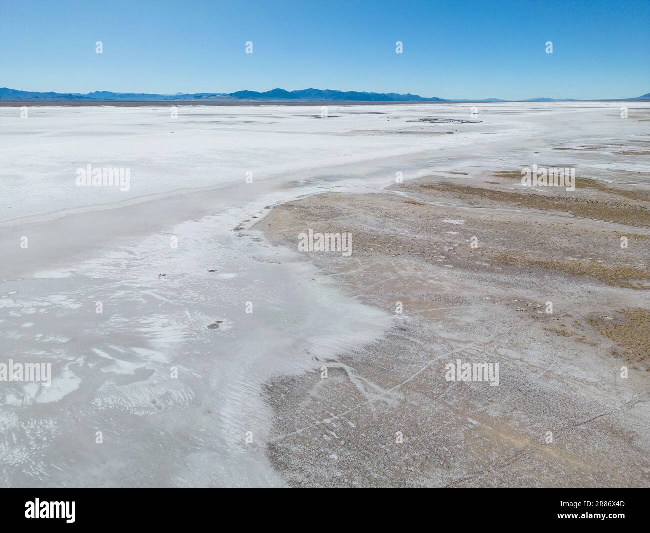 Aerial view of the huge salt flats Salinas Grandes de Jujuy in northern ...