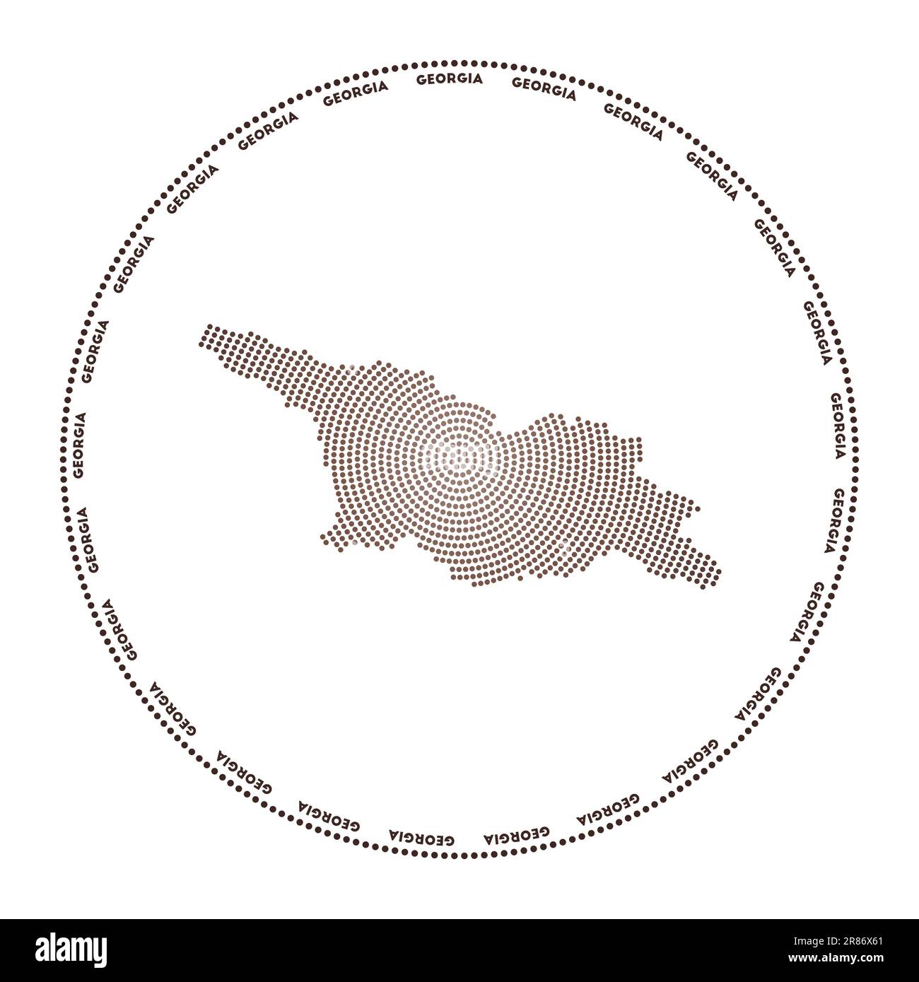 Georgia round logo. Digital style shape of Georgia in dotted circle ...