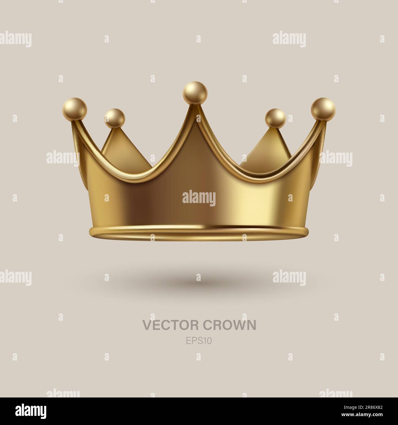 Vector 3d Realistic Golden Crown Icon Closeup Isolated. Yellow Metallic ...