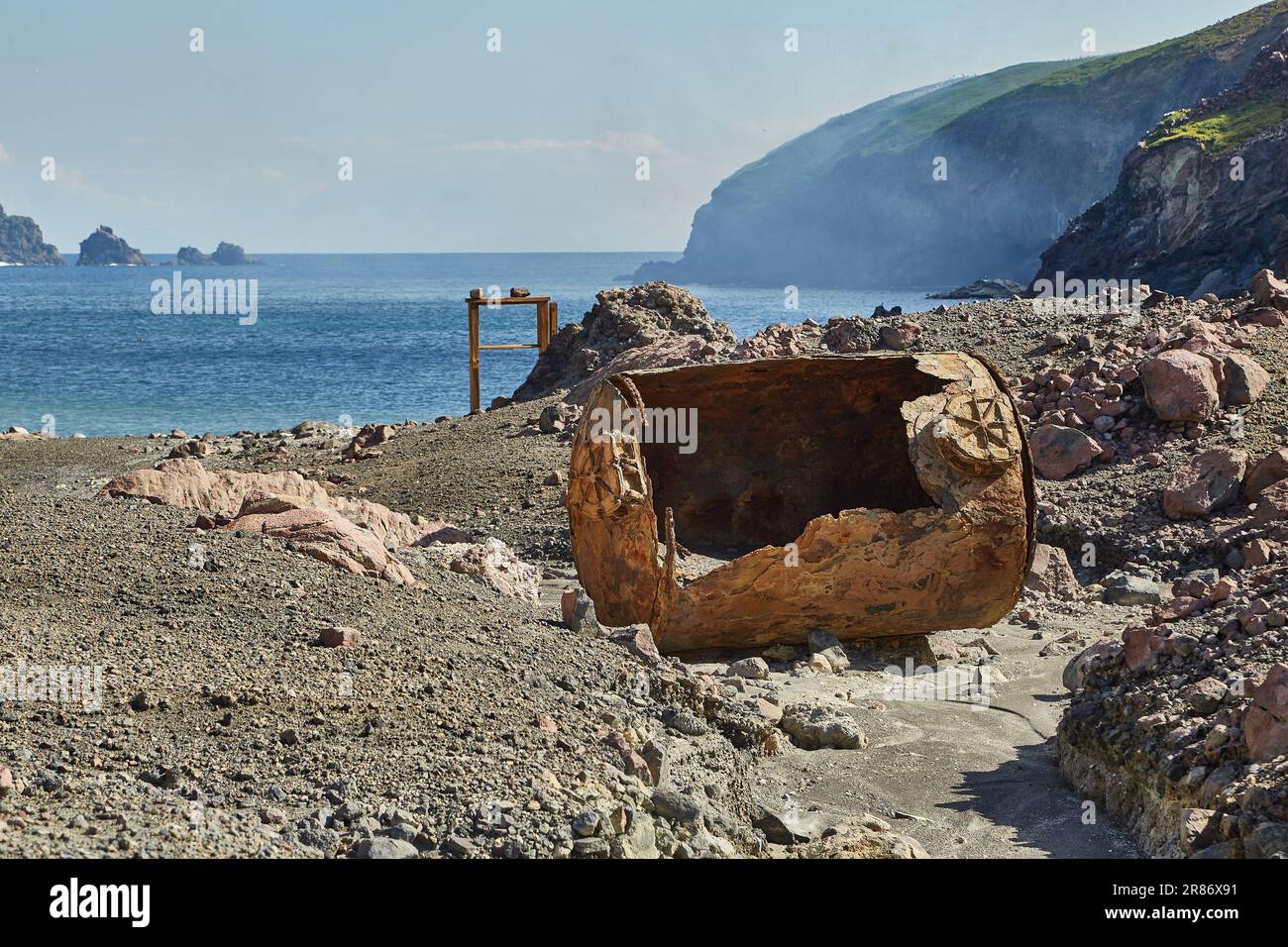 Old rusty boiler scrap metal on the shore Stock Photo - Alamy