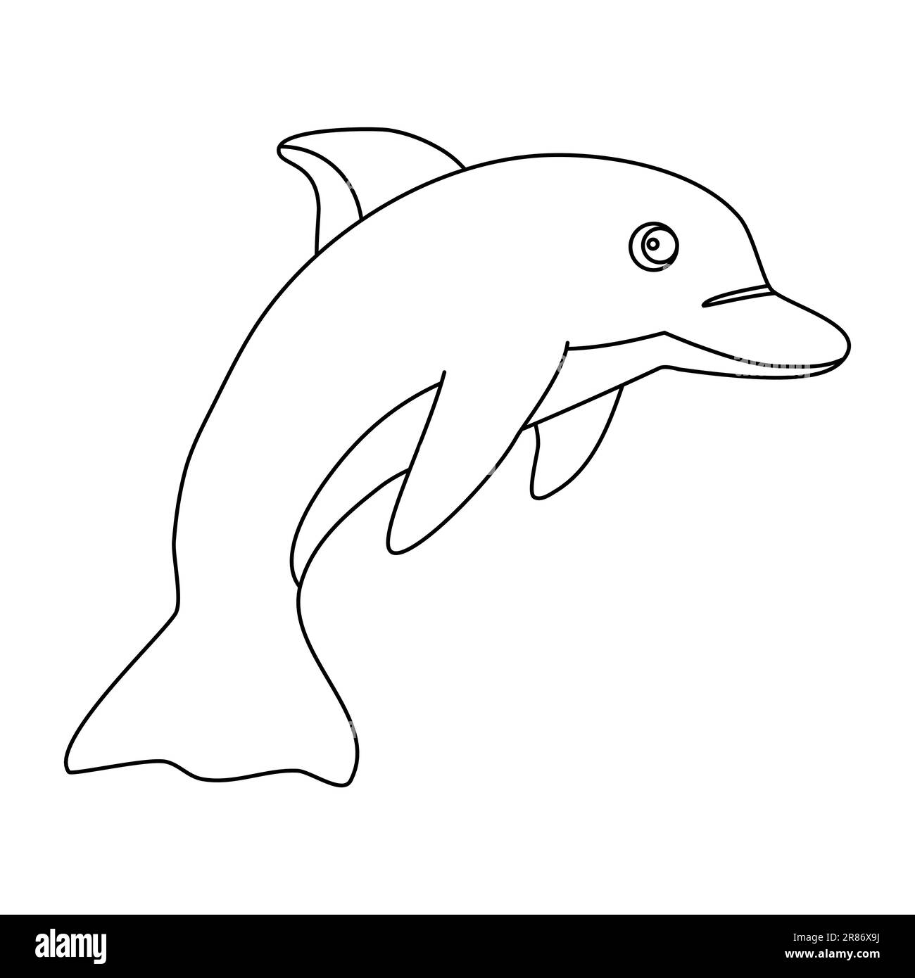 Cute dolphin mascot character, doodle style flat vector outline ...