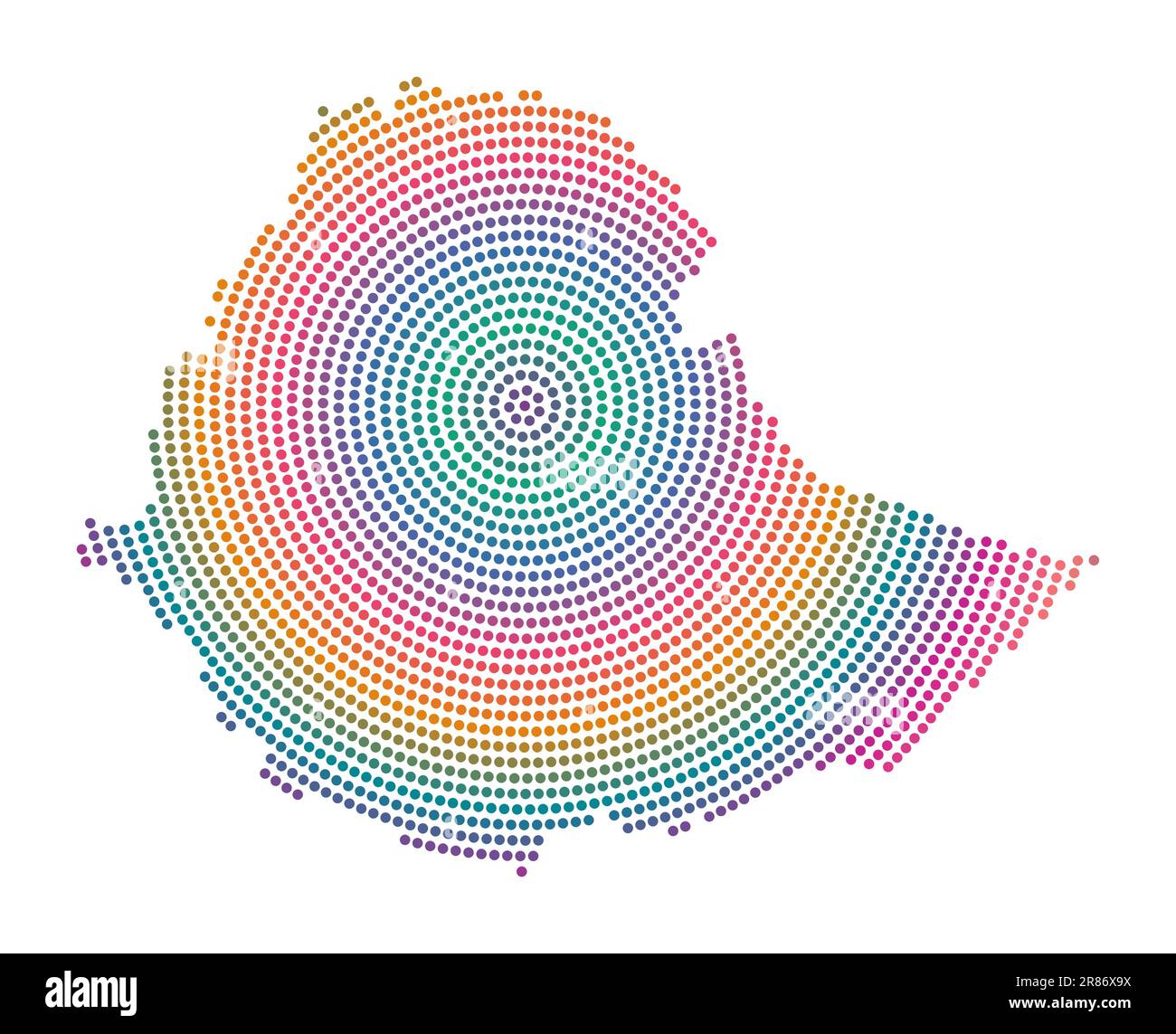 Ethiopia dotted map. Digital style shape of Ethiopia. Tech icon of the country with gradiented ...