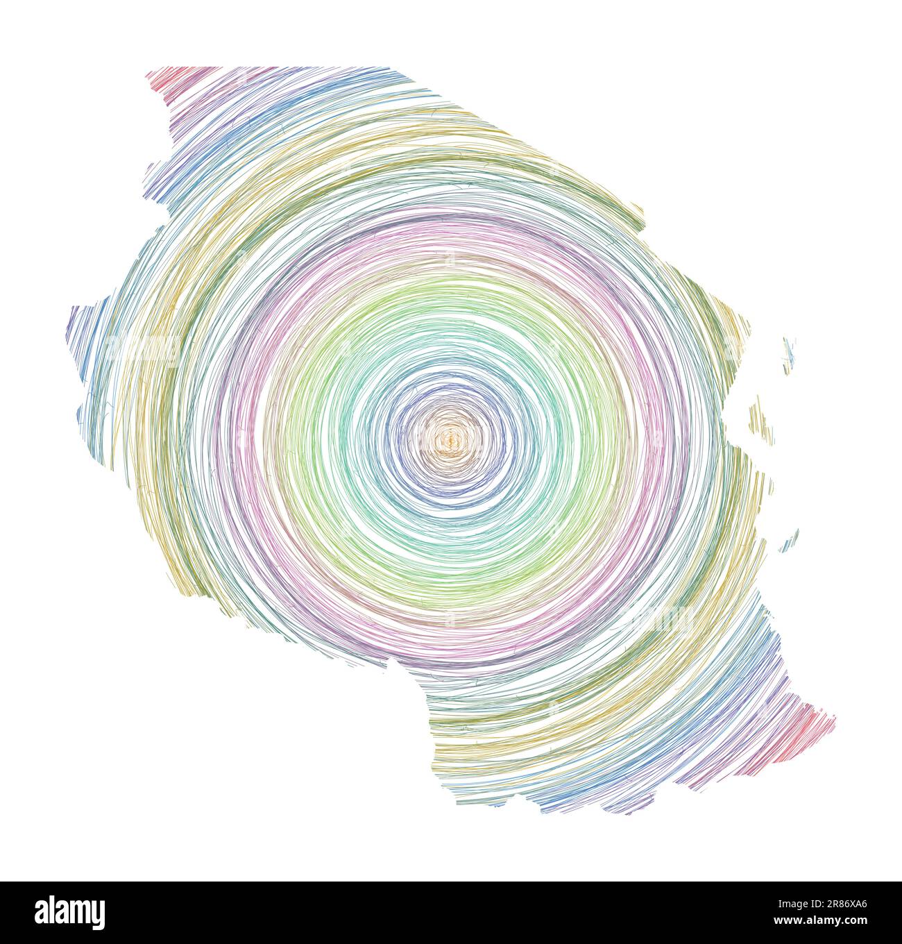 Tanzania map filled with concentric circles. Sketch style circles in ...