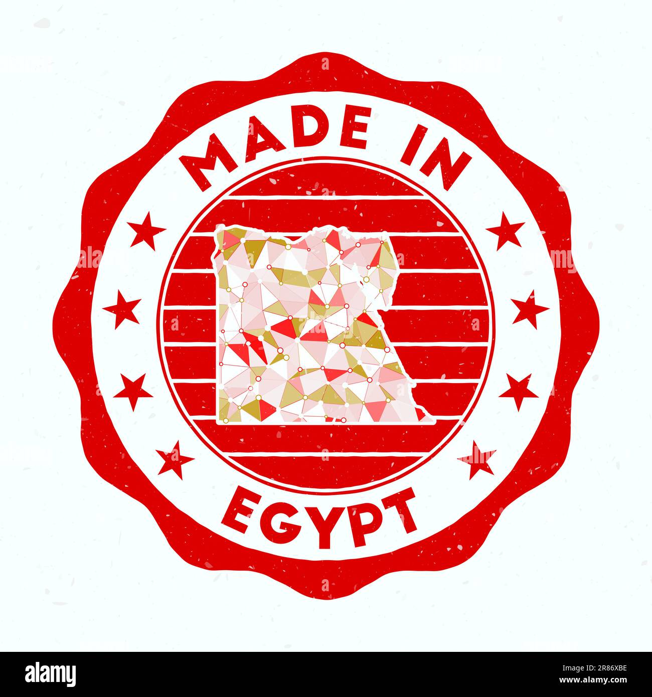 Made in Egypt. Country round stamp. Seal of Egypt with border shape ...