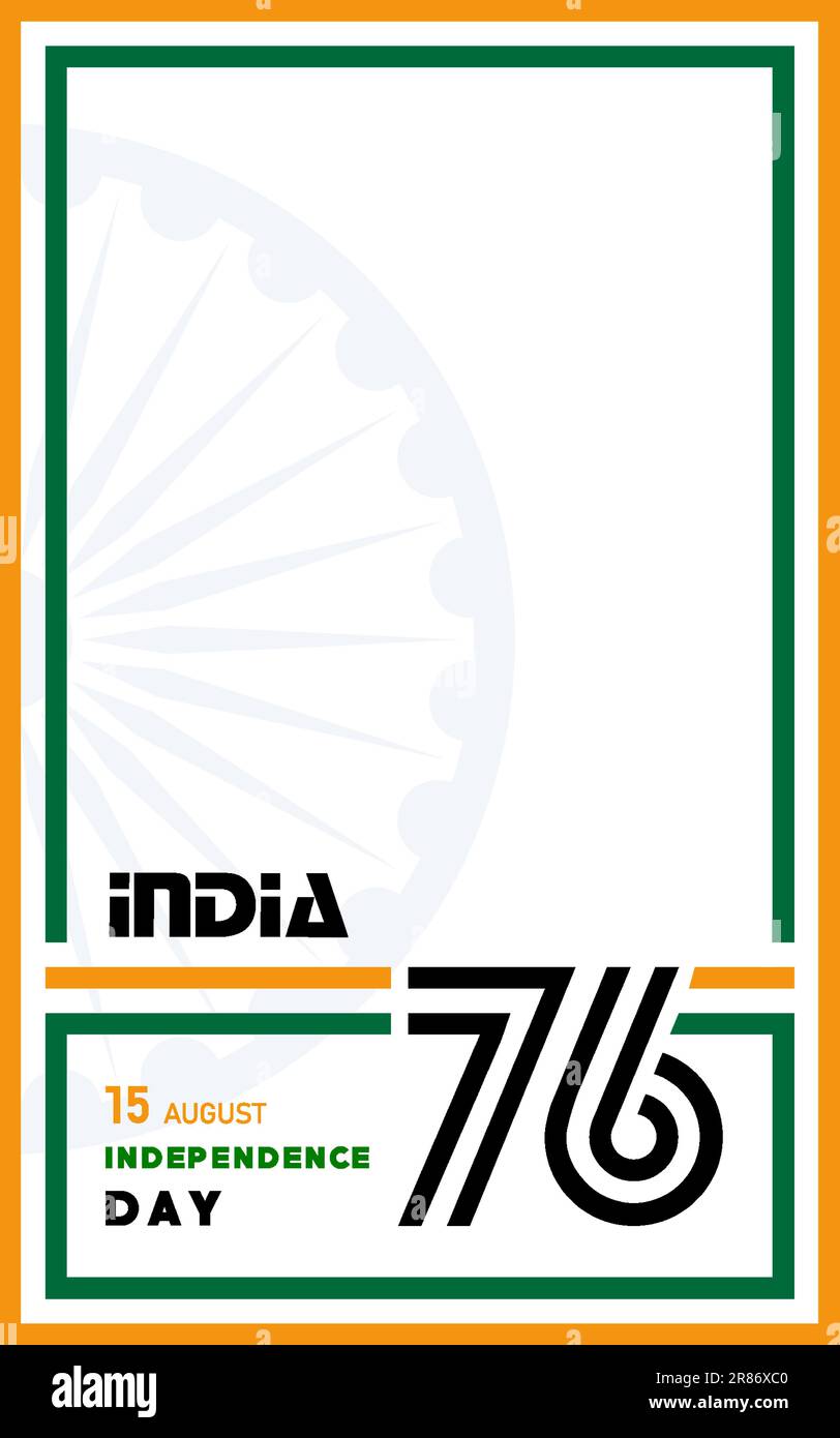Seventy six 76 years India independence Day, 15 of August text in ...