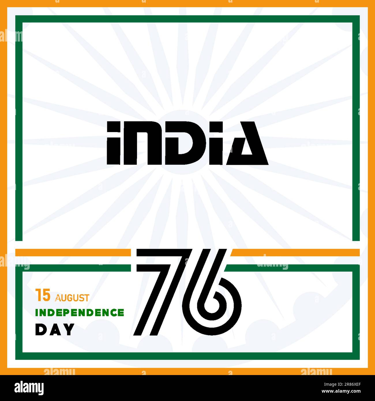 India independence Day, 15 of August text in saffron characters with ...