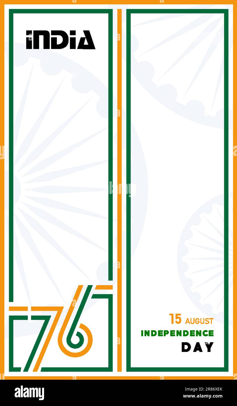 India independence Day, 15 of August text in saffron characters with ...