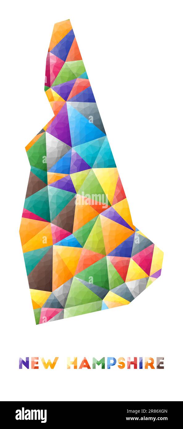 New Hampshire - colorful low poly US state shape. Multicolor geometric ...