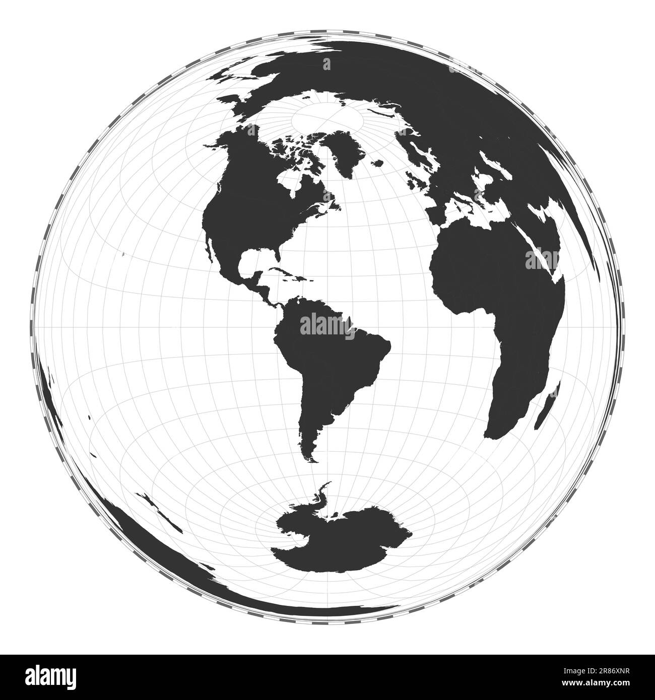 Vector World Map Lambert Azimuthal Equal Area Projection Plain World