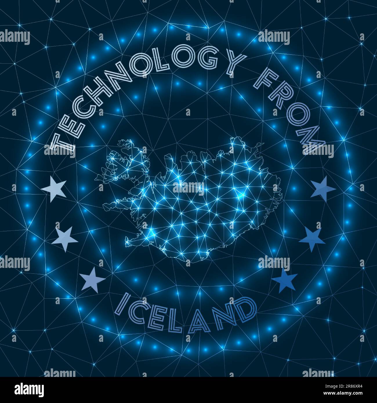Technology From Iceland. Futuristic geometric badge of the country ...
