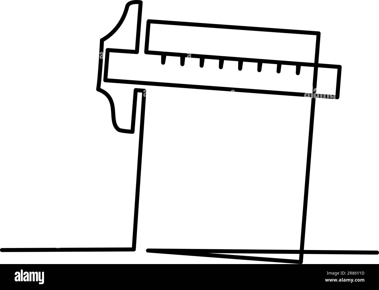 Architect T Square Continuous One Line Drawing Vector Outline Symbol