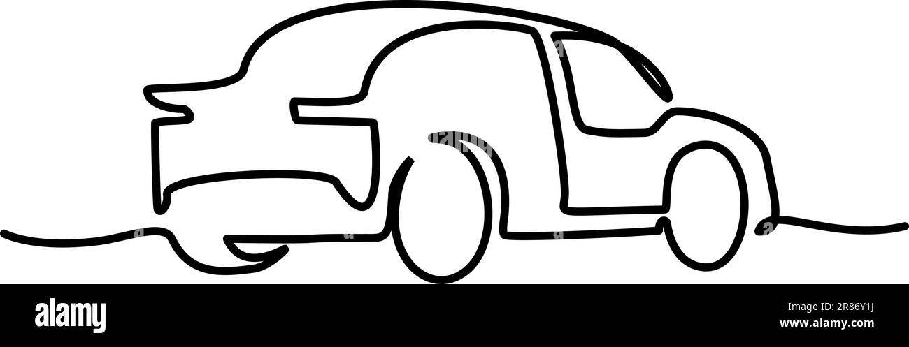 Family car. Continuous one line drawing art . Vector illustration Stock ...