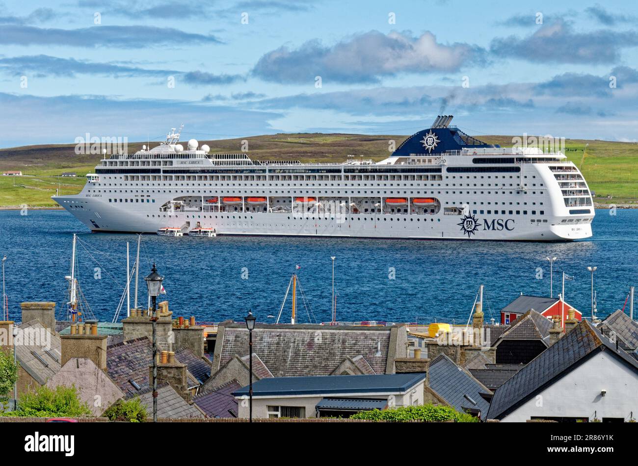 MSC Lirica Cruise ship in in in Lerwick, Shetland Islands, Scotland ...