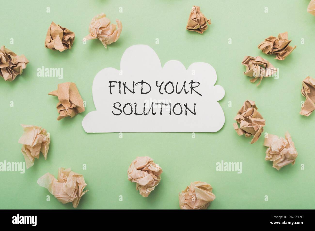 FIND YOUR SOLUTION text on white speech bubble cloud Stock Photo - Alamy