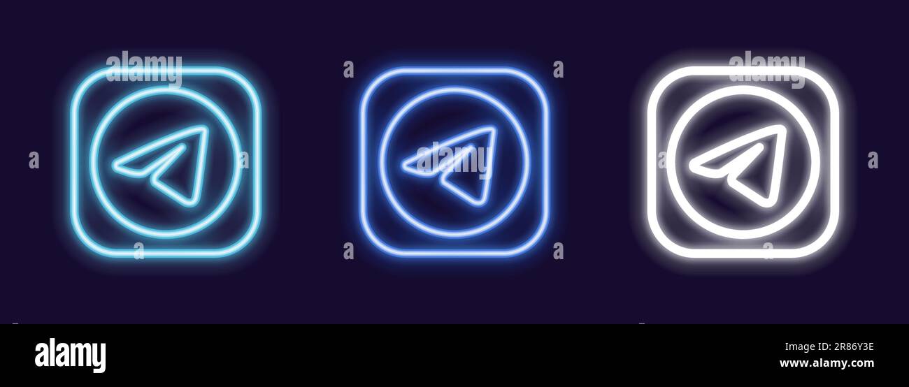 Bolognia, Italy - 06092023. Set of neon twitter glowing ui ux icons ...