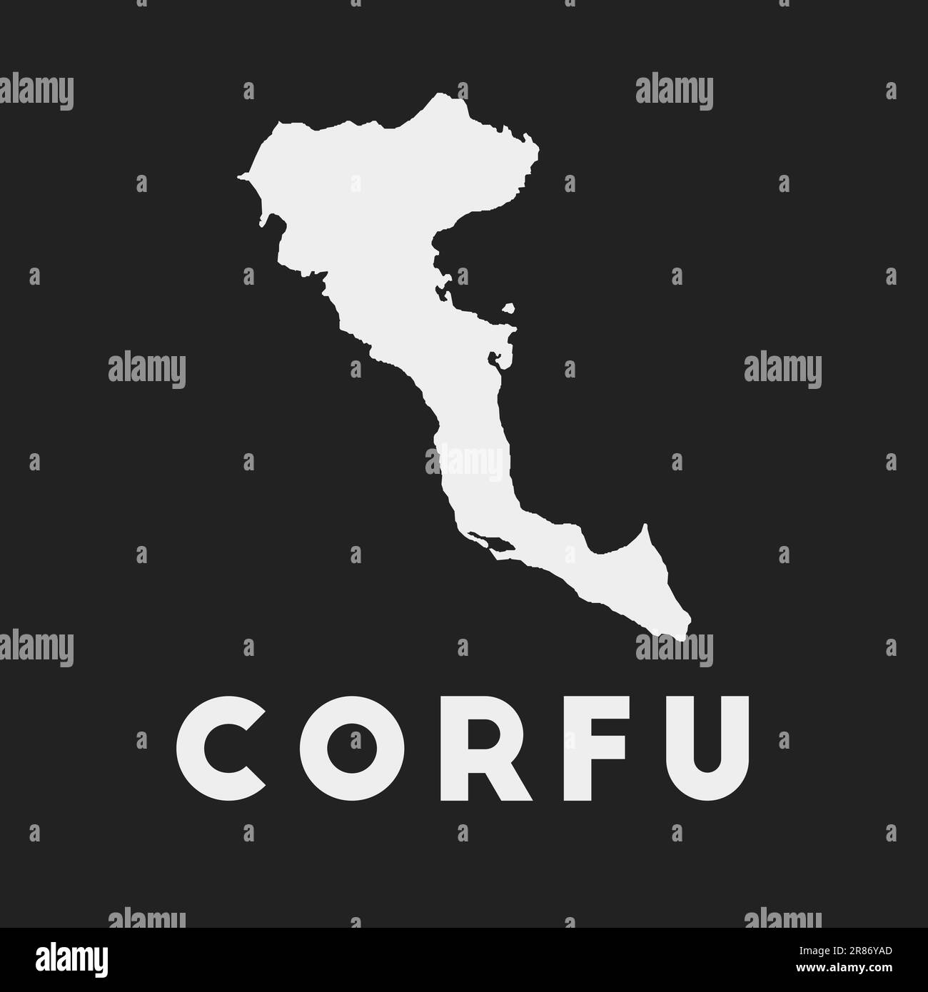 Corfu icon. Island map on dark background. Stylish Corfu map with ...