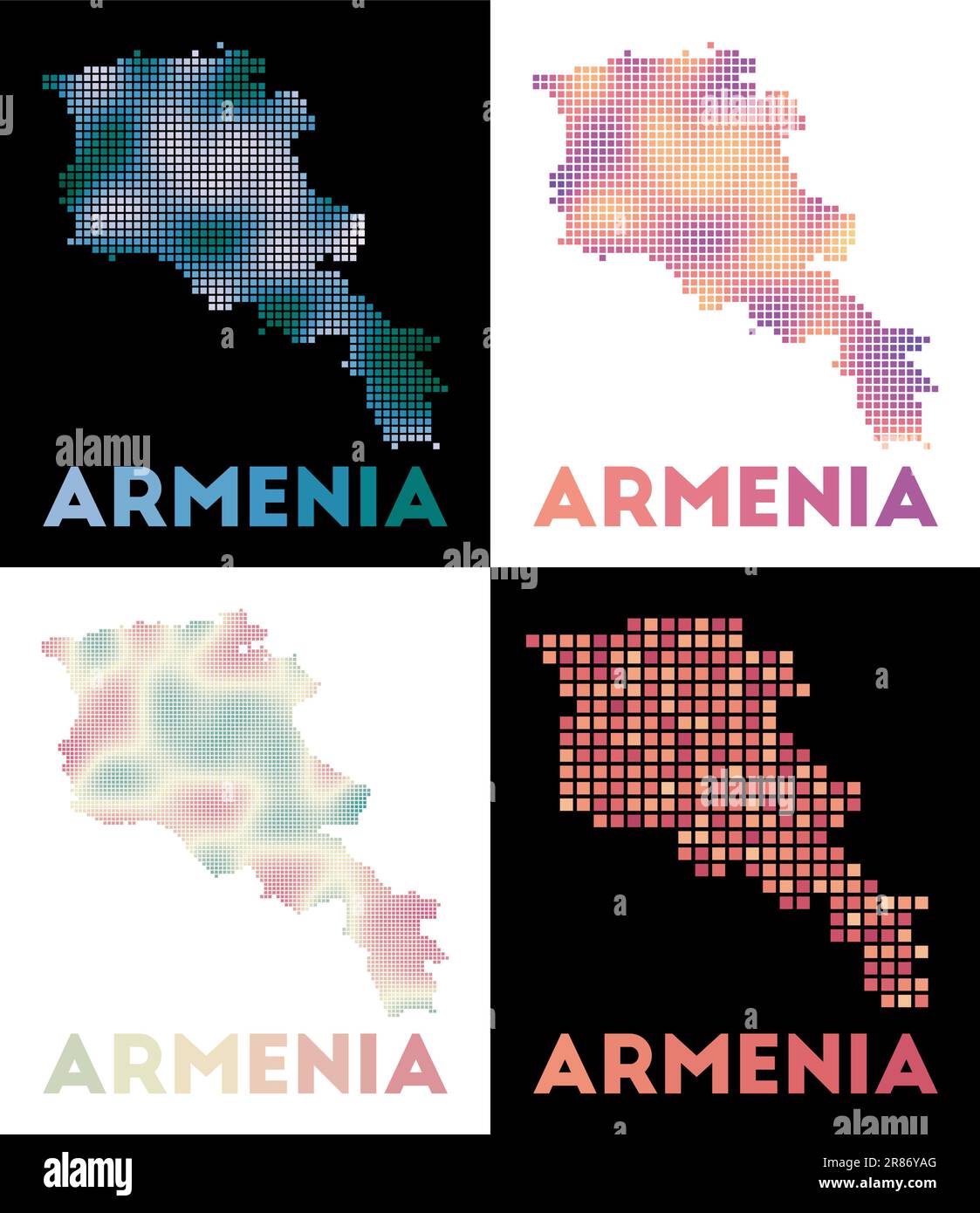 Armenia map. Collection of maps of Armenia in dotted style. Borders of ...