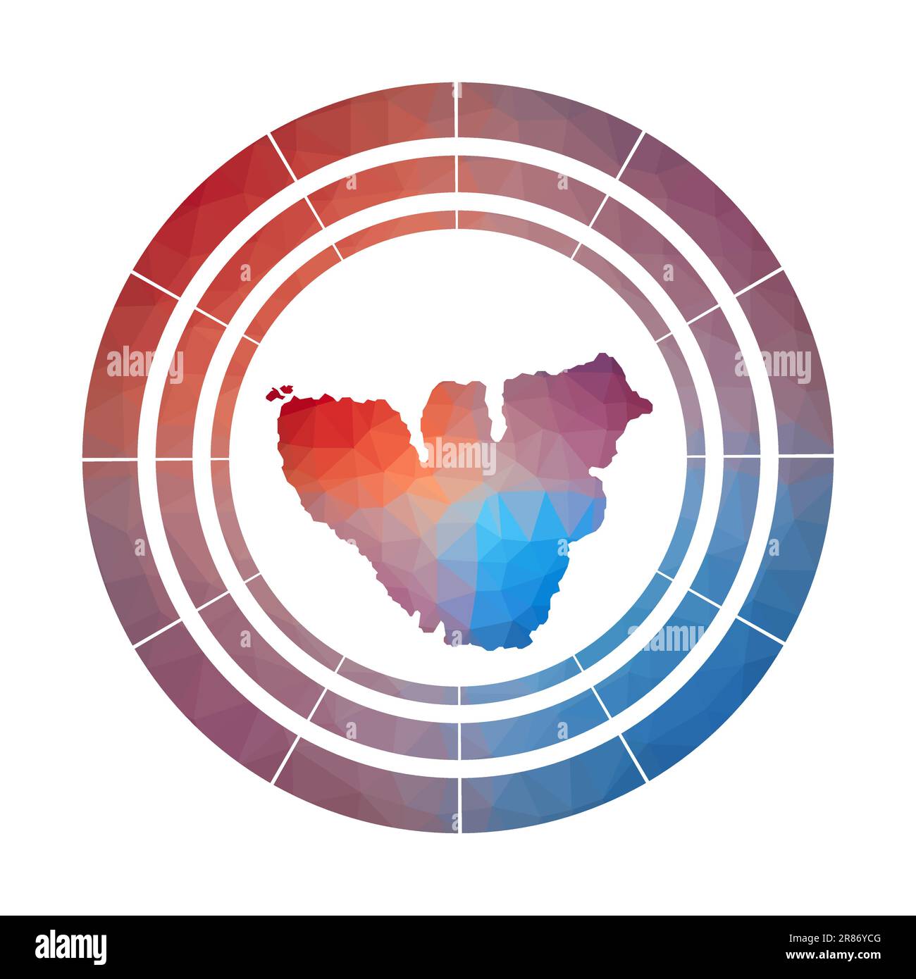 Moorea badge. Bright gradient logo of island in low poly style ...