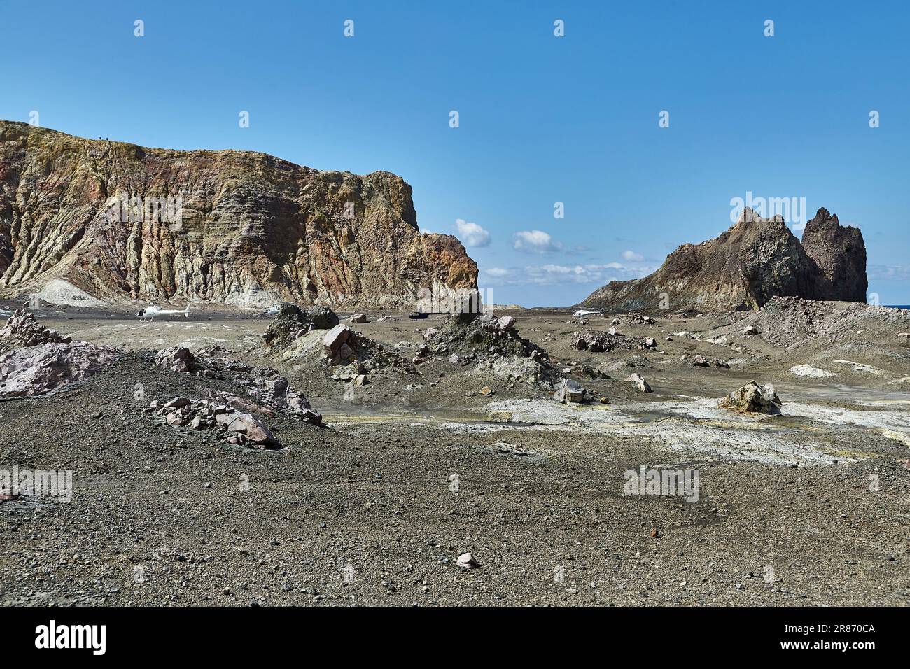 Rugged rocky volcanic landscape, White Island, New Zealand Stock Photo ...