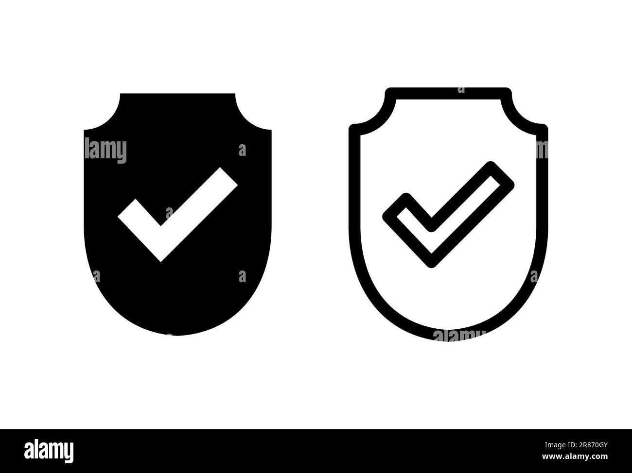 Shield check mark icon set. Protection approve sign. Safe icon vector ...