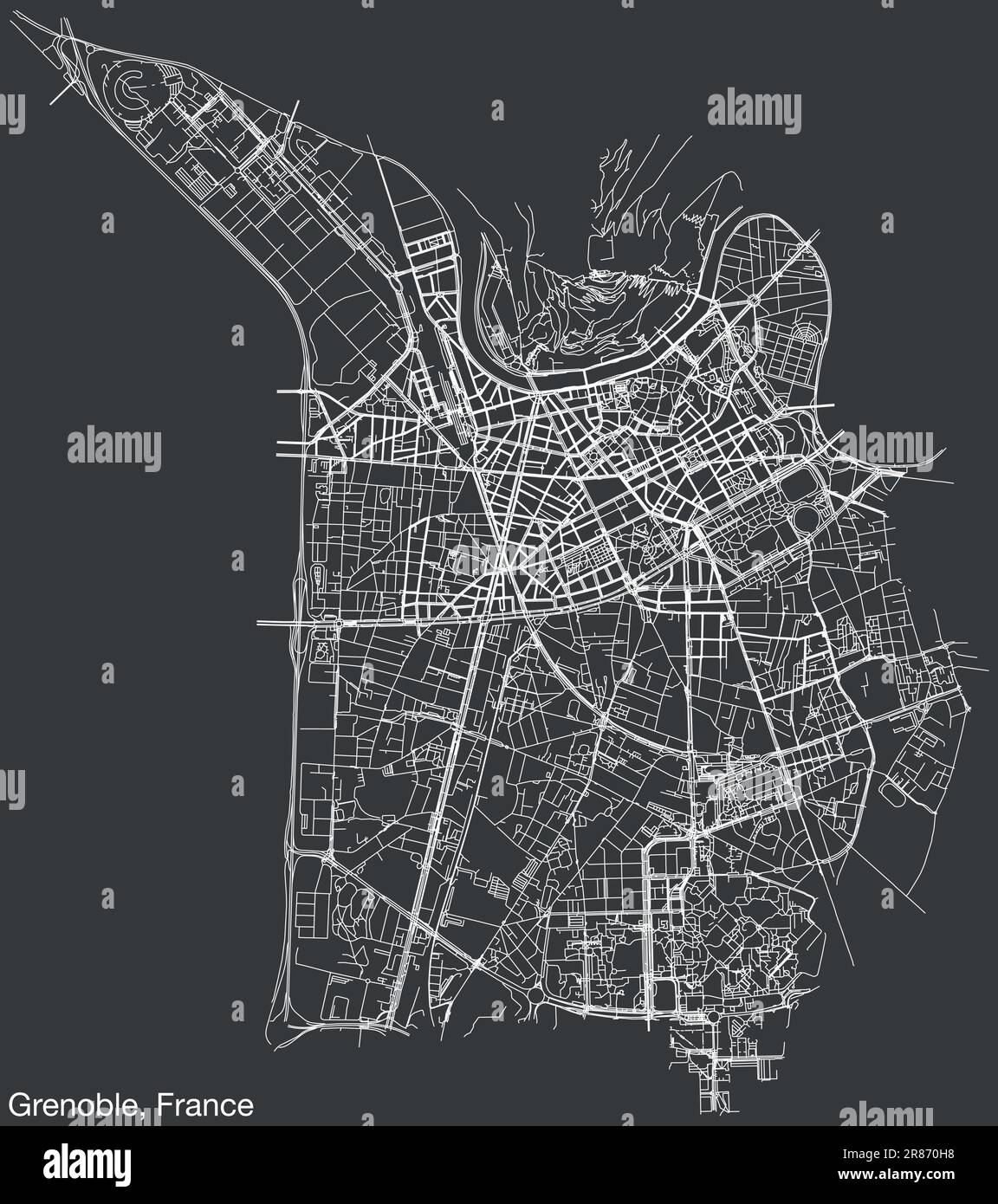 Street roads map of GRENOBLE, FRANCE Stock Vector Image & Art - Alamy