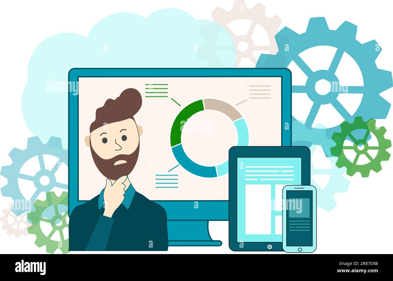 Man desk above computer Stock Vector Images - Alamy