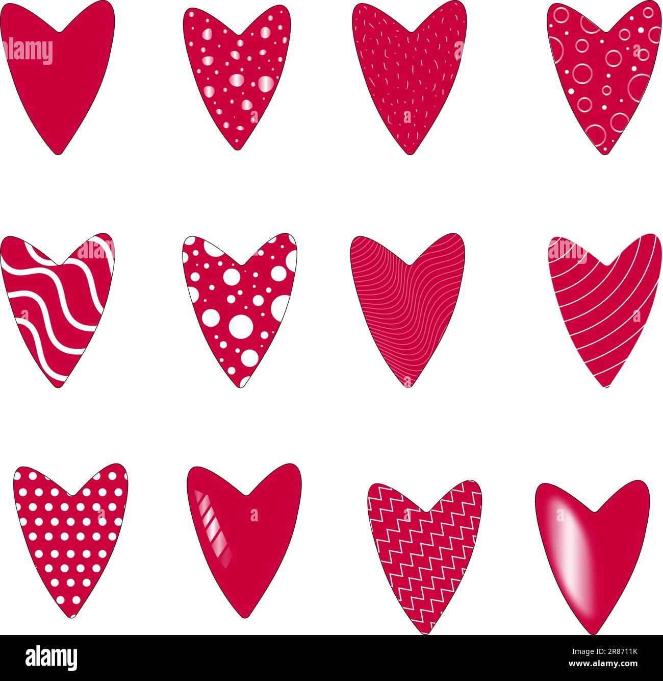 Set of red hearts. Drawn shape for design. Vector illustration Stock ...