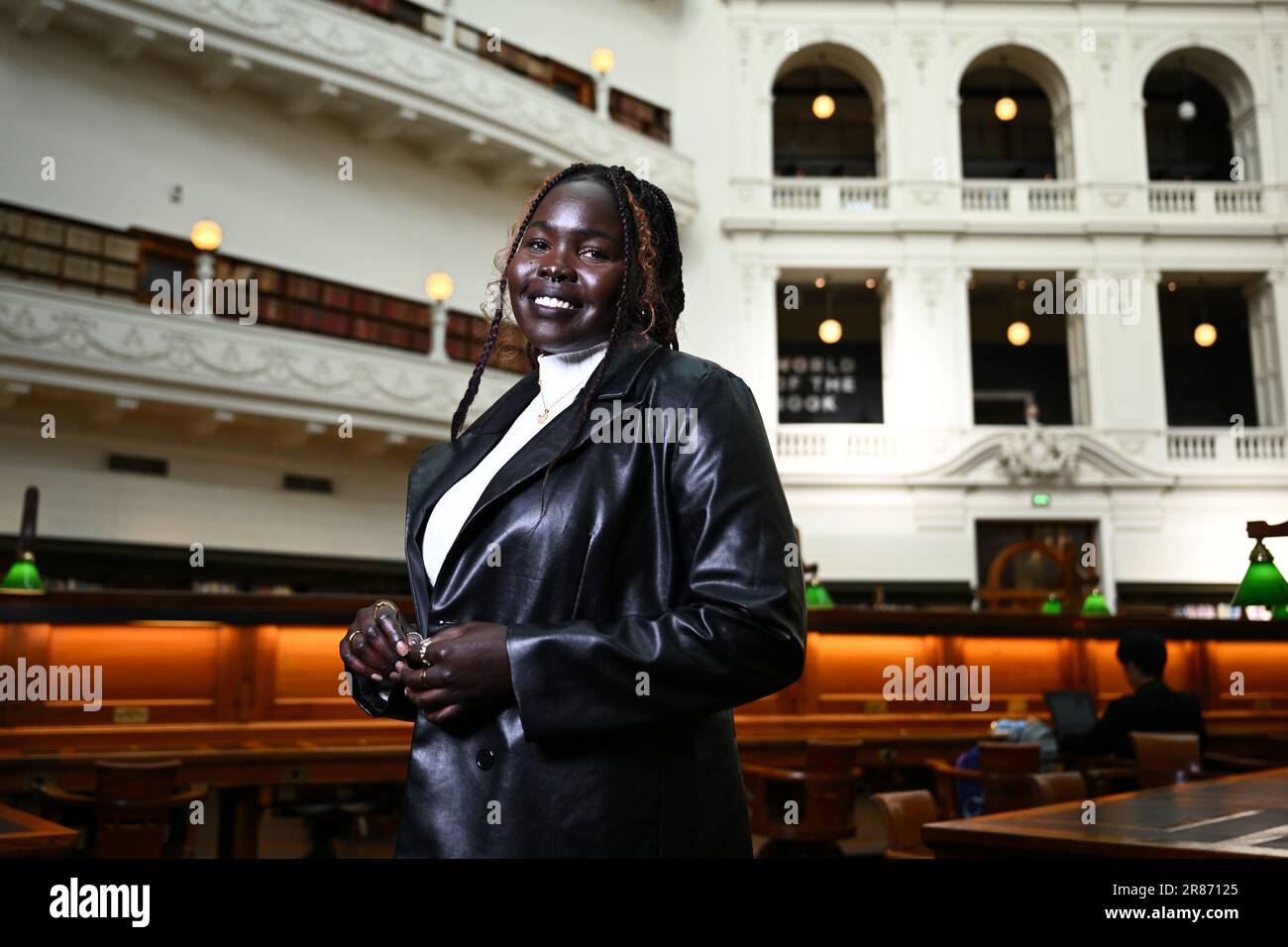 Melbourne, Australia. 19th June, 2023. Author Kgshak Akec poses for a ...