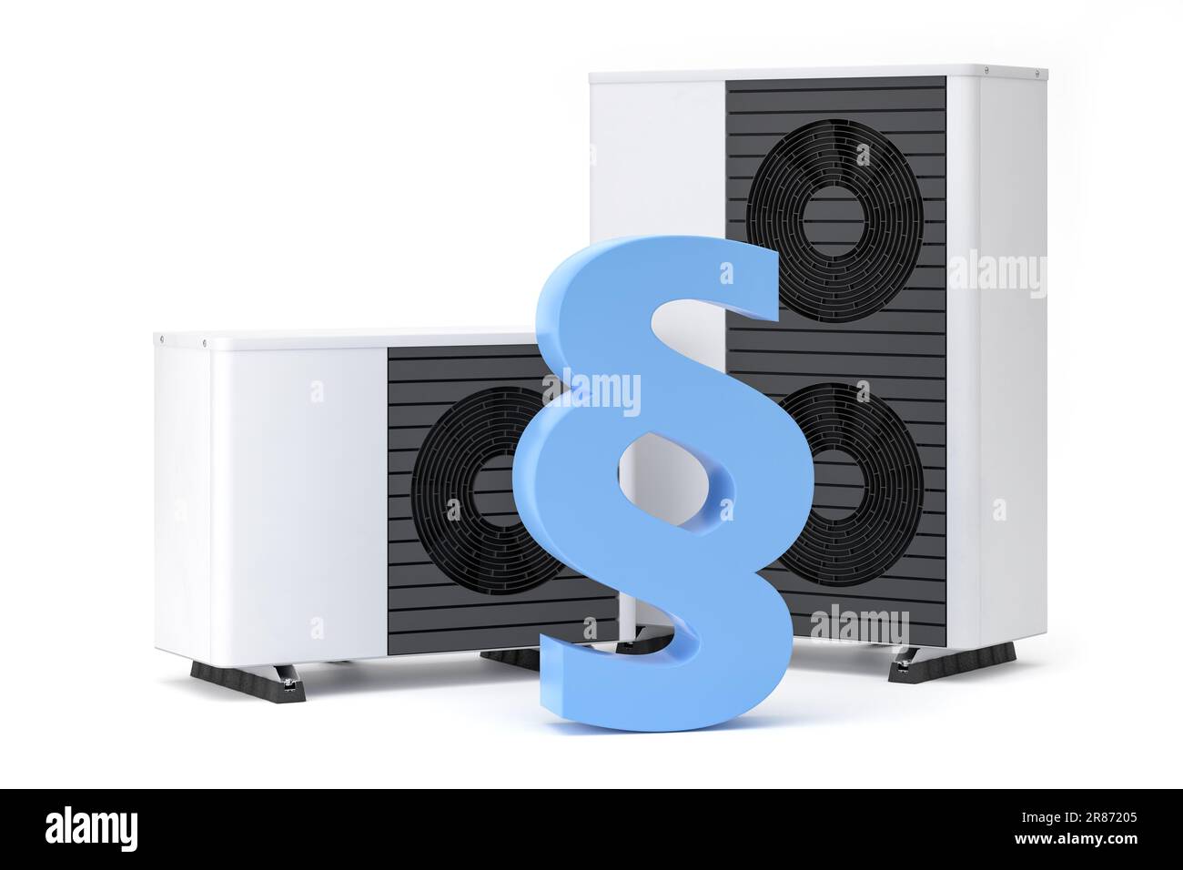 Paragraph sign in front of a small and large fictitious heat pump ...