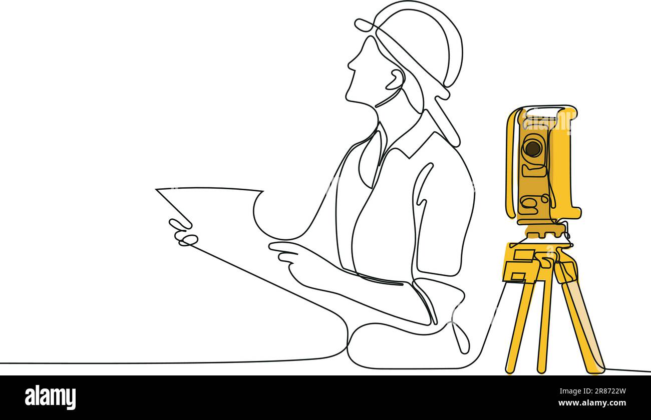 Close up of Caucasian worker with helmet on head using tablet for work ...