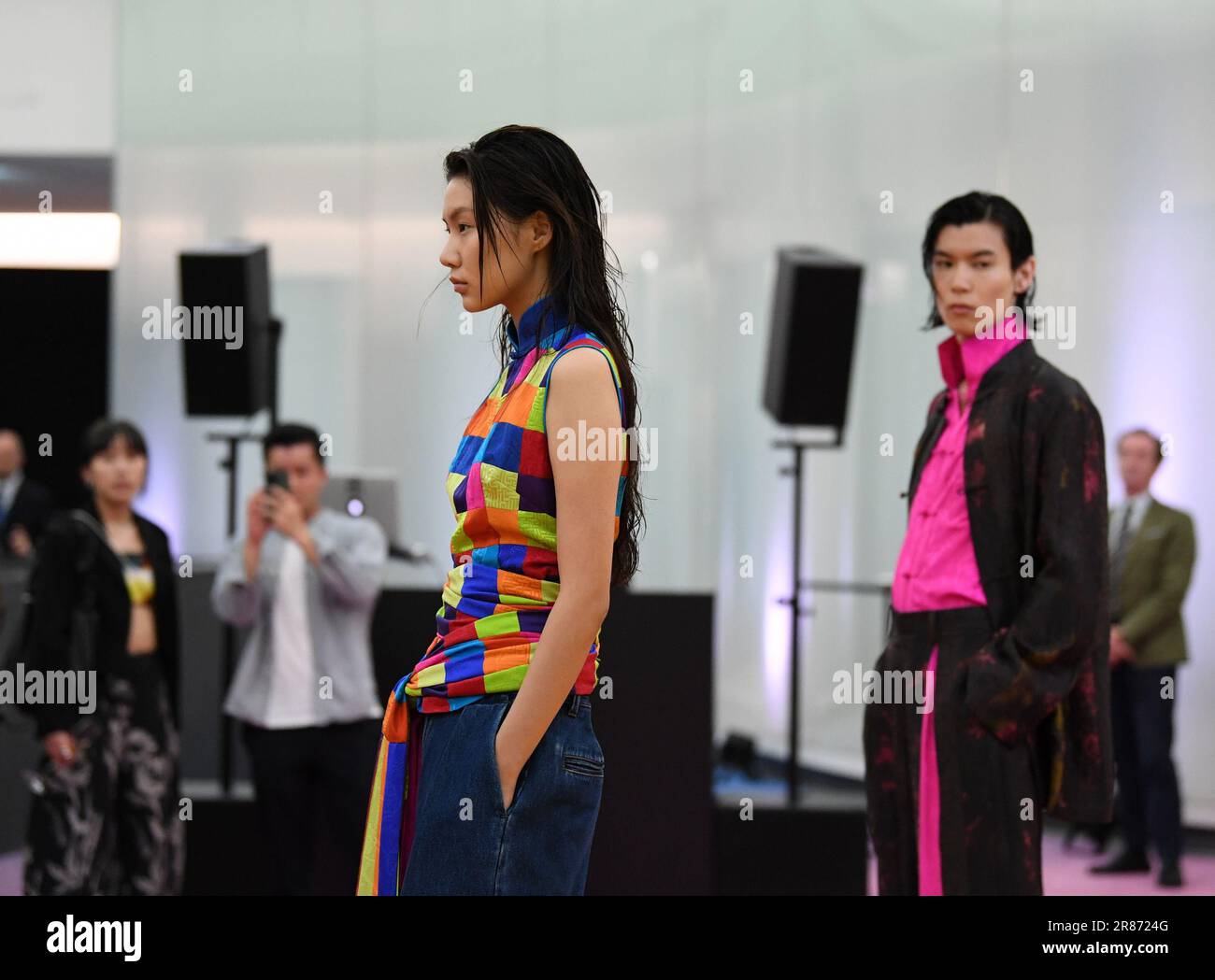 Milan, Italy. 19th June, 2023. Models present creations of SHANGHAI ...