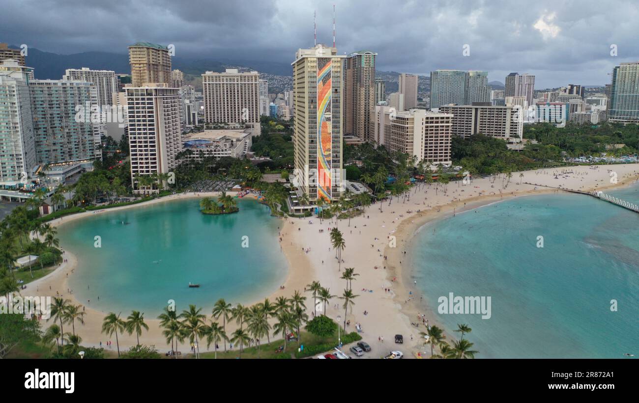 Beautiful aerial beach views along the coast in Honolulu Hawaii Stock ...
