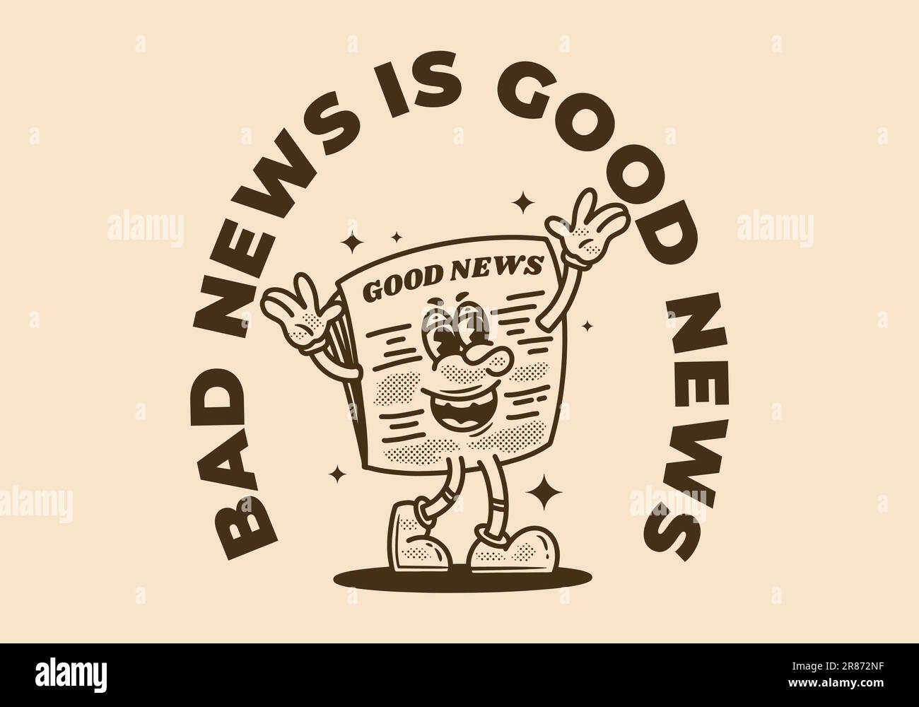 Vintage mascot character design of newspaper with happy expression ...