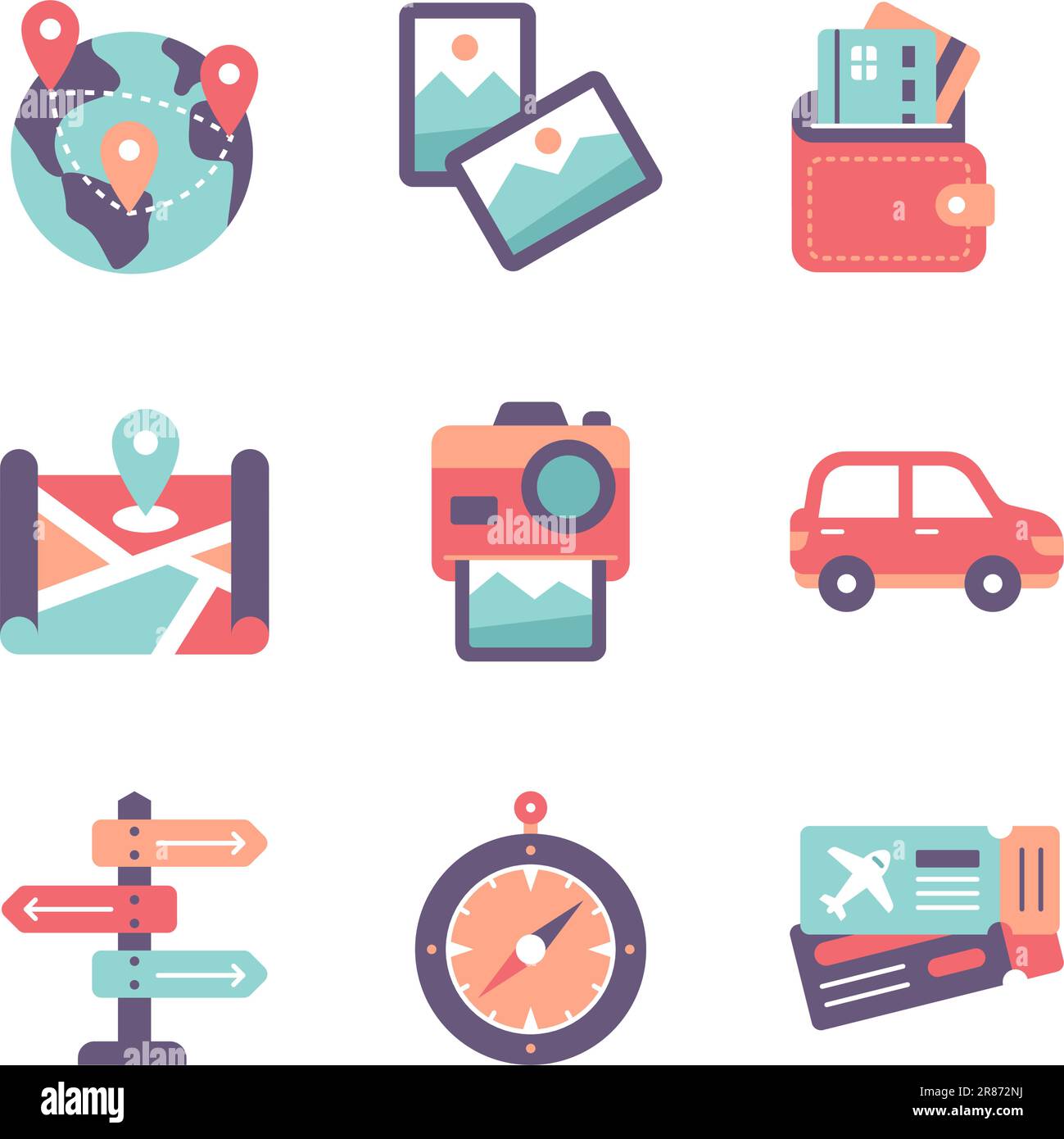 Tourism and Travel Icon Set in Flat Style Icon Stock Vector Image & Art ...