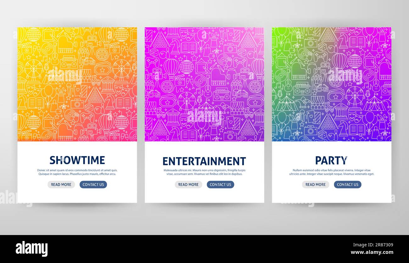 Entertainment Flyer Concepts. Vector Illustration of Outline Design ...