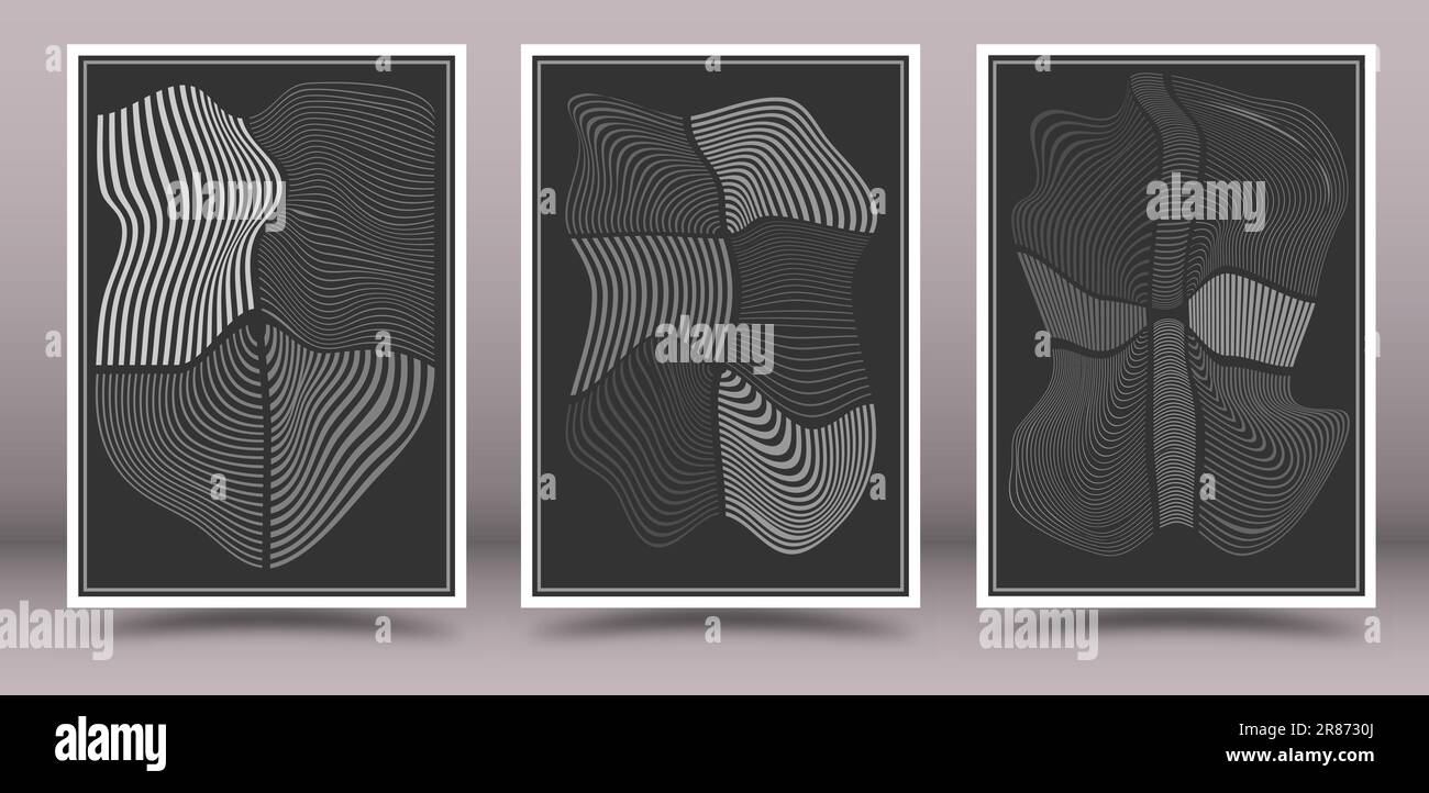 Composition of deformed geometric shapes for interior design of prints ...