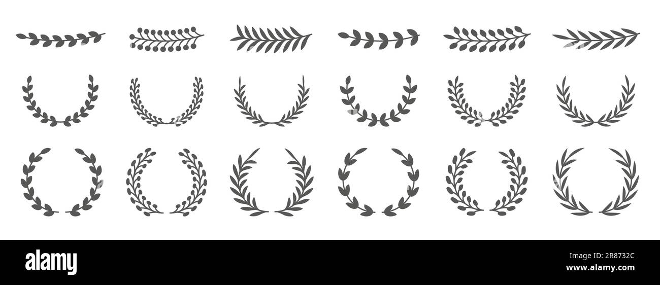 Laurel wreath. Leaf logo, crown with leaves, greek olive award or medal ...