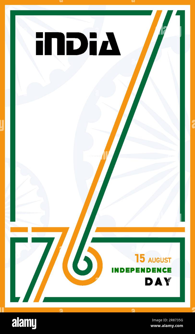 India independence Day, 15 of August text in saffron characters with ...