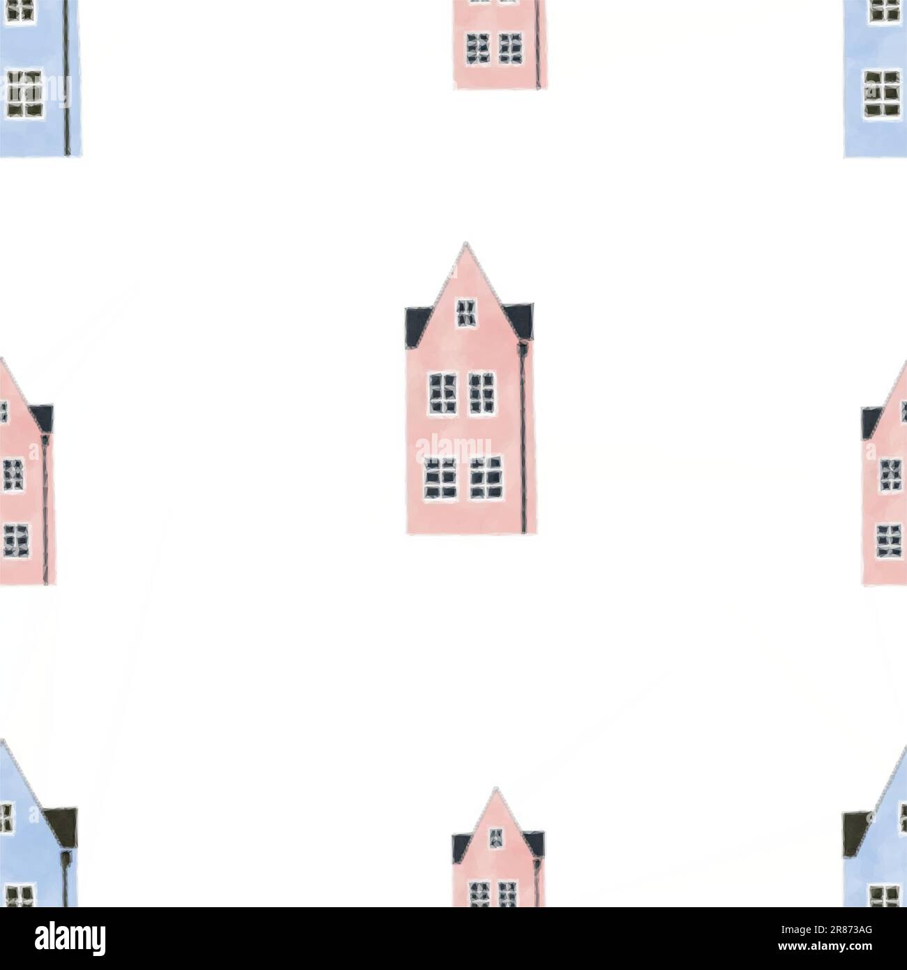 seamless pattern multicolored houses. cute minimalistic children's ...