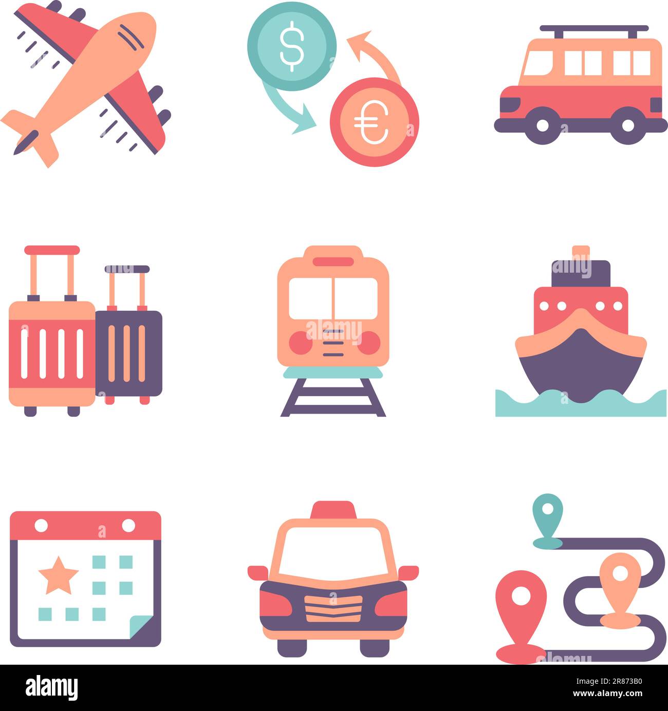 Tourism and Travel Icon Set in Flat Style Icon Stock Vector Image & Art ...